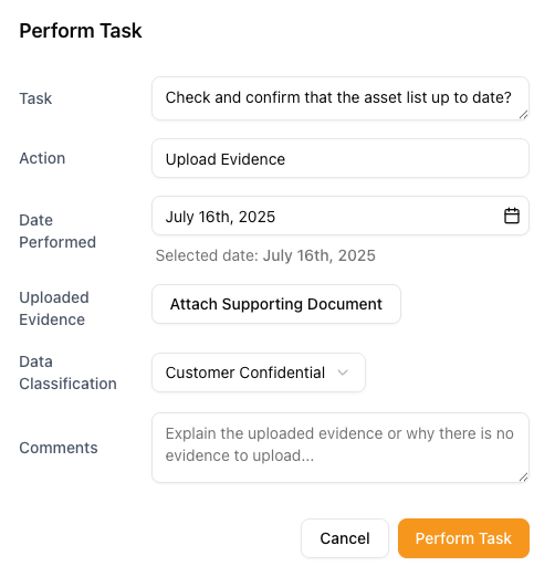 How Do I Perform an Assurance Task via the Assurance Tasks Screen?
